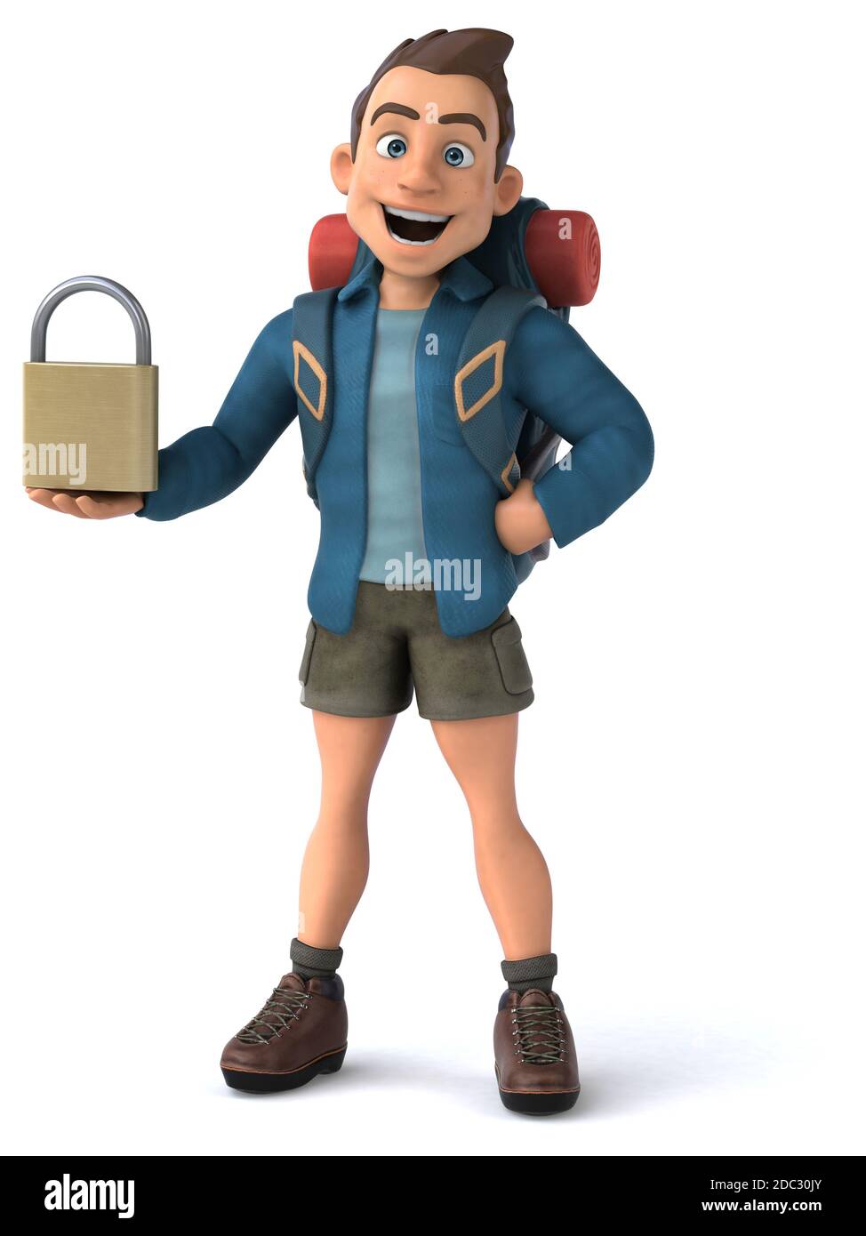 Fun illustration of a 3D cartoon backpacker Stock Photo - Alamy