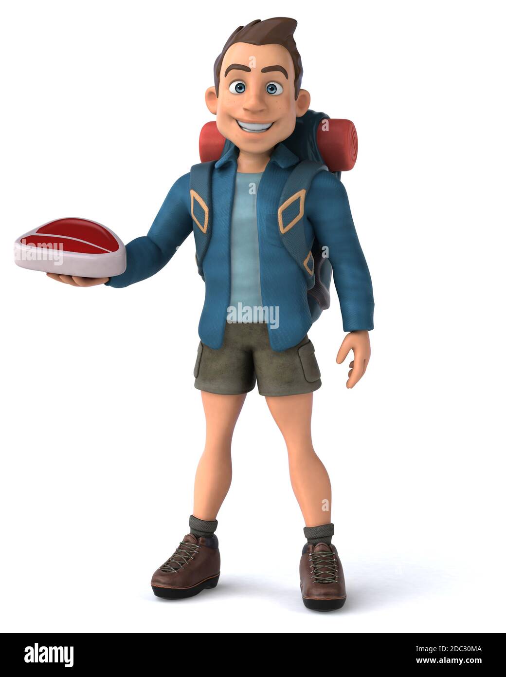 Fun illustration of a 3D cartoon backpacker Stock Photo - Alamy