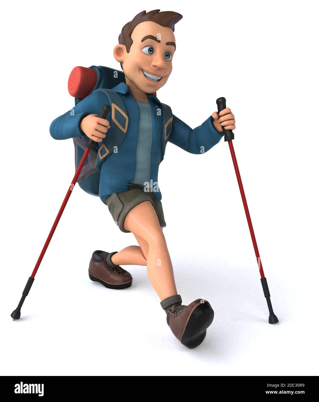 Fun illustration of a 3D cartoon backpacker Stock Photo - Alamy
