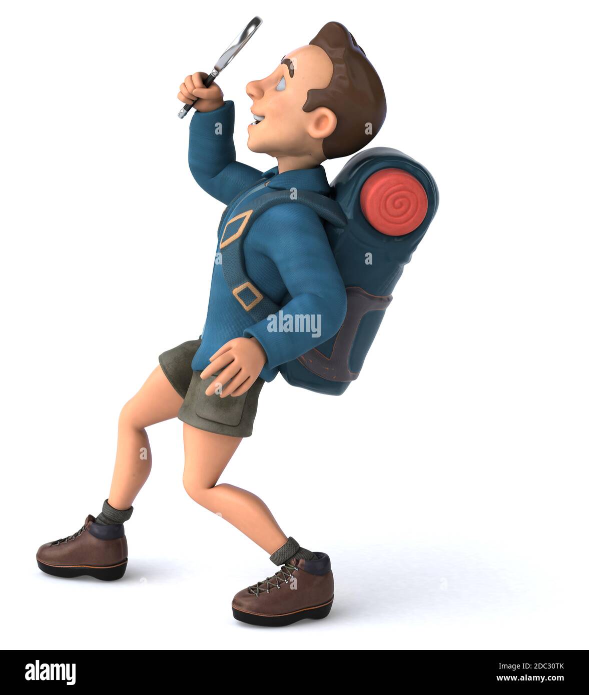 Fun illustration of a 3D cartoon backpacker Stock Photo - Alamy