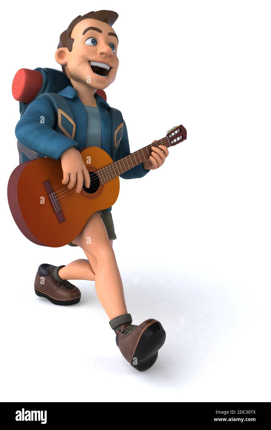 Fun illustration of a 3D cartoon backpacker Stock Photo - Alamy