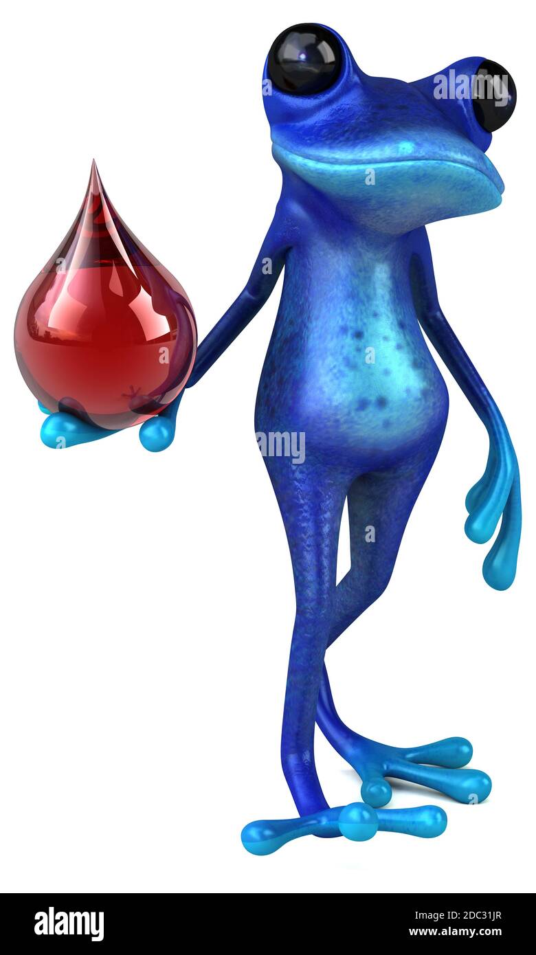 Fun blue frog - 3D Illustration Stock Photo - Alamy