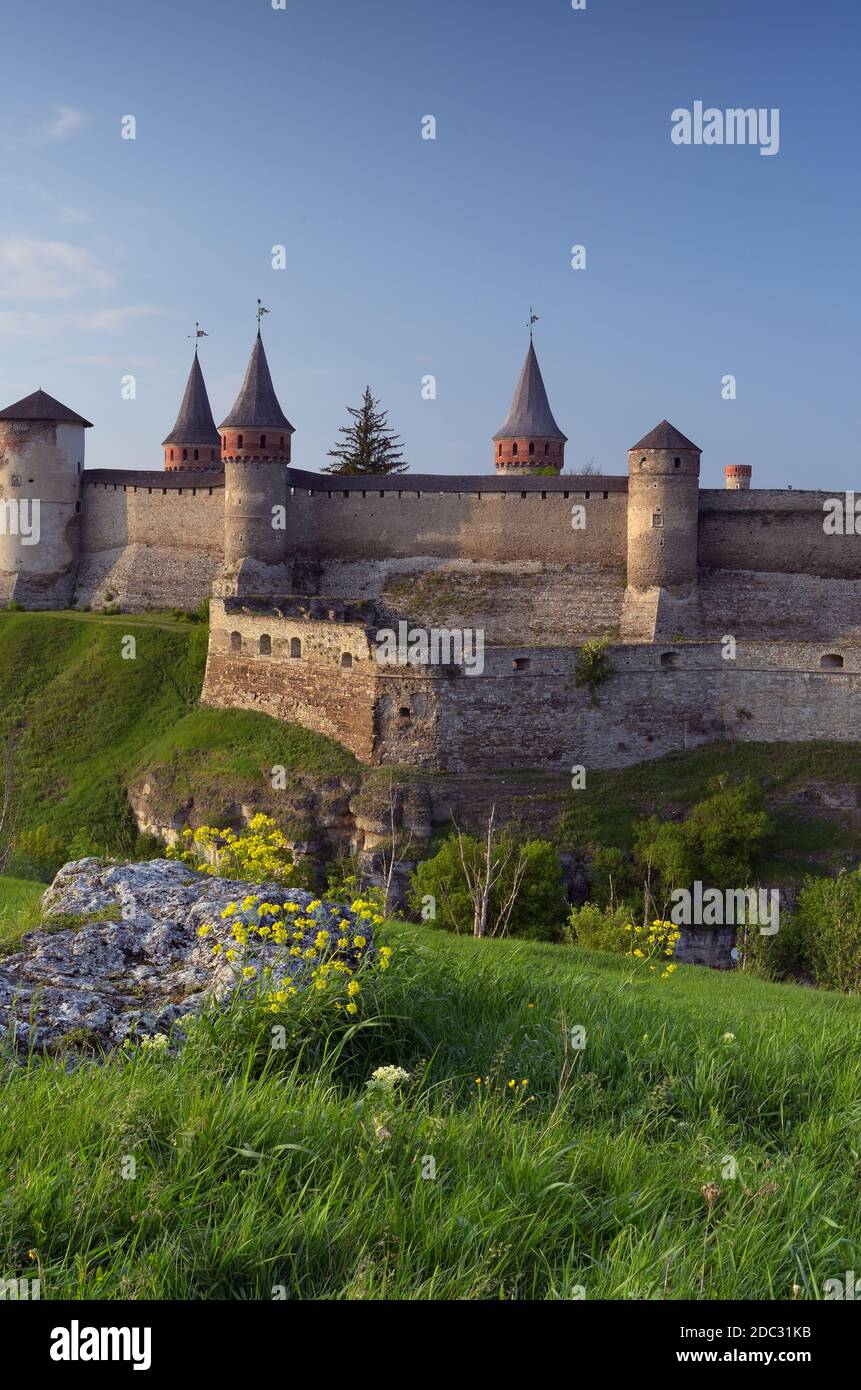 Beautiful old castle on the hill. Kamenetz-Podolsk, Ukraine, Europe ...