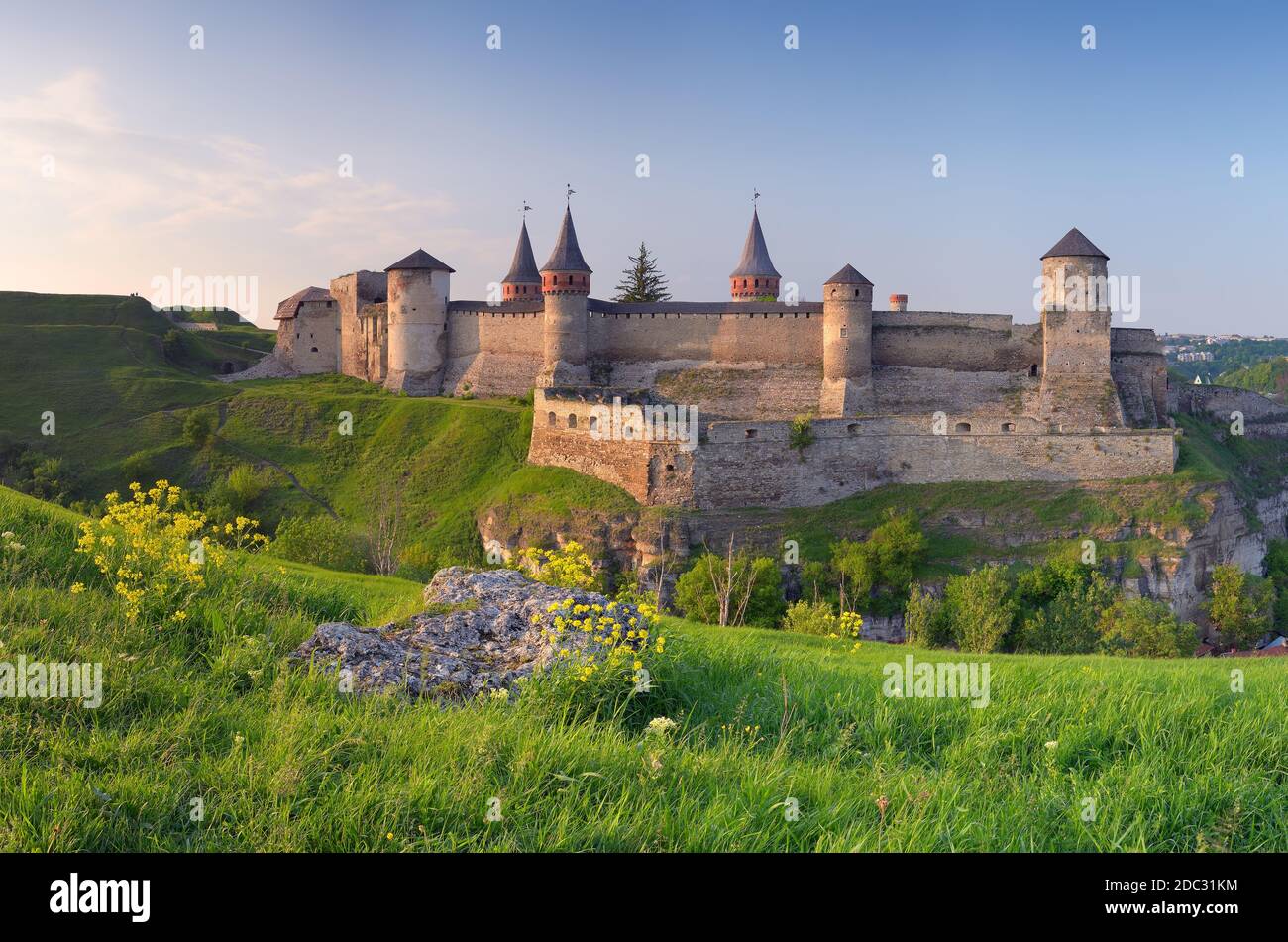 Beautiful old castle on the hill. Kamenetz-Podolsk, Ukraine, Europe ...