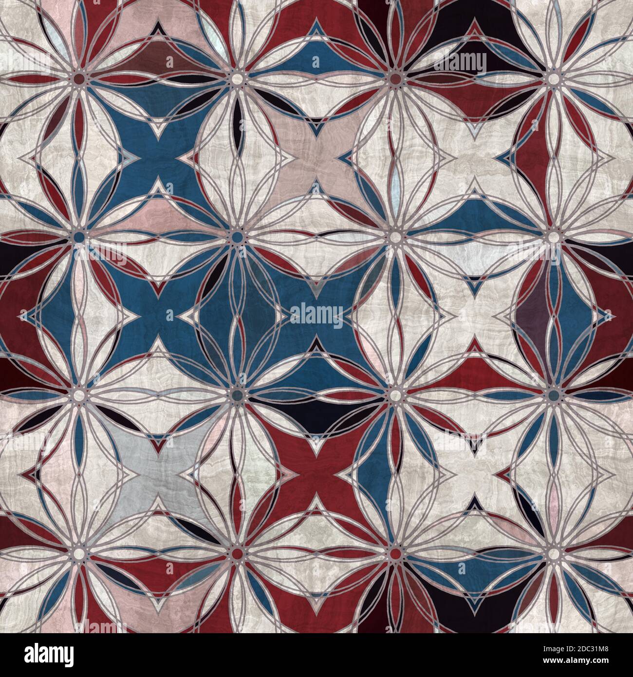 Seamless red white and blue textured retro pattern Stock Photo - Alamy