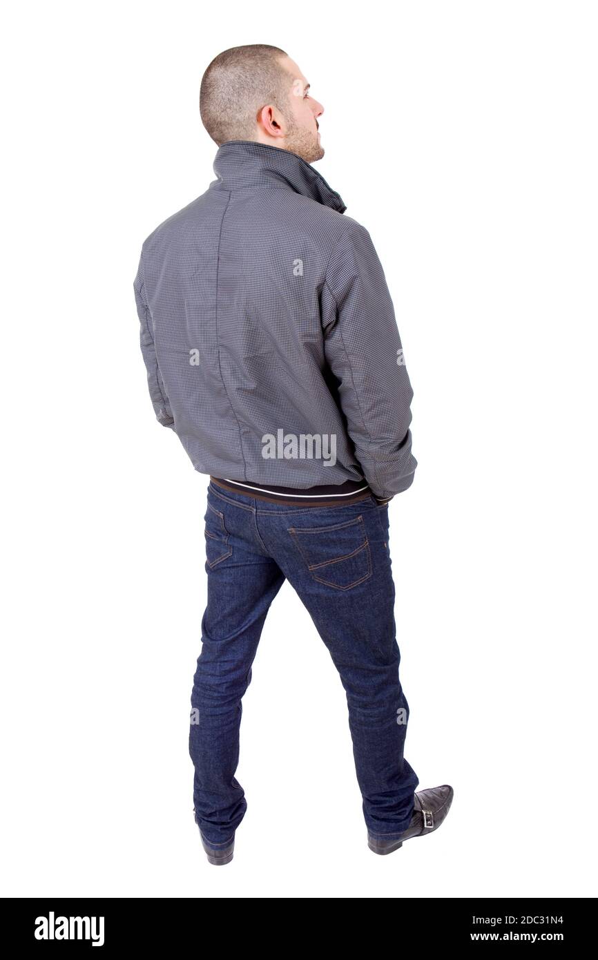 young casual man full body from behind, isolated Stock Photo - Alamy