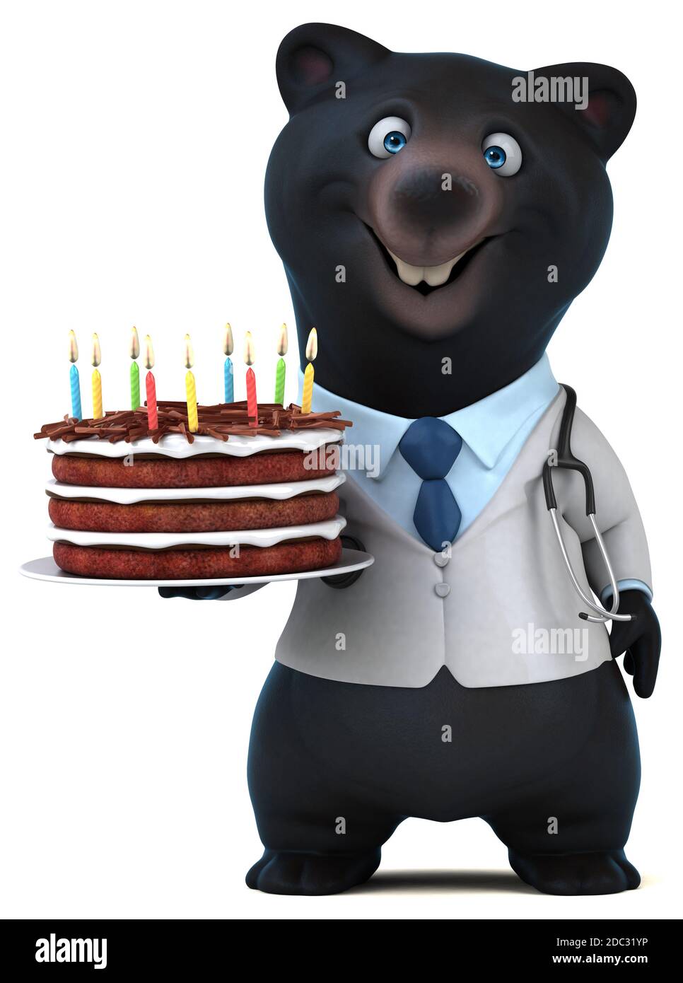 Fun bear - 3D Illustration Stock Photo - Alamy