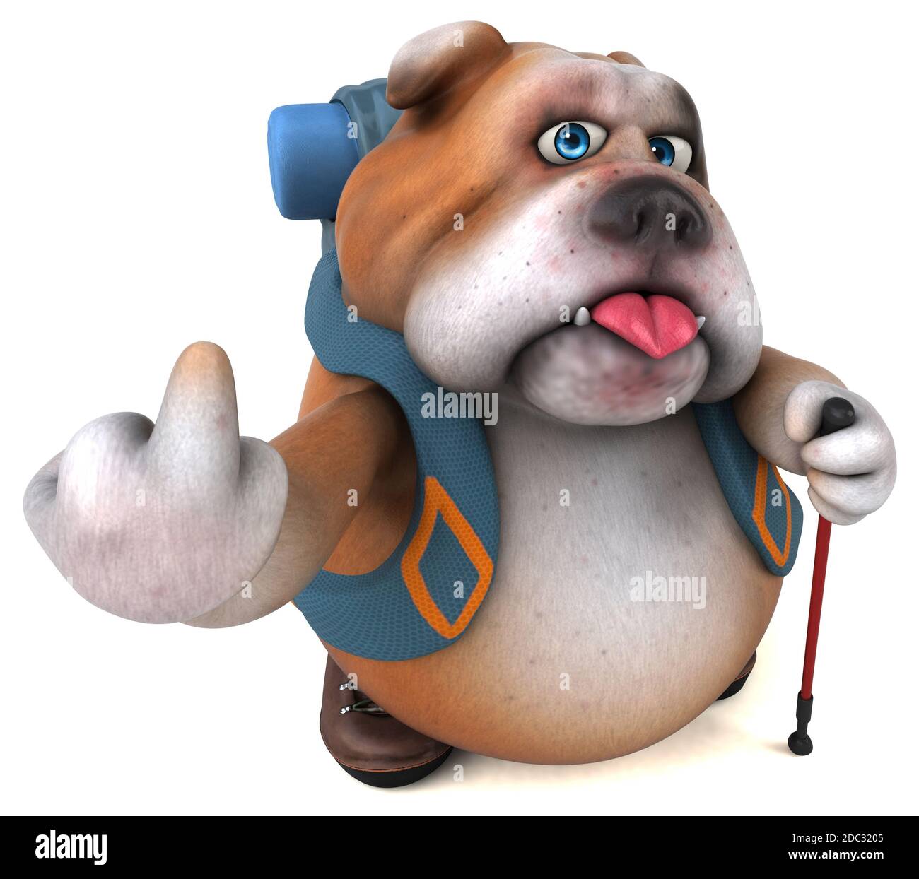 Fun backpacker bulldog cartoon character Stock Photo - Alamy