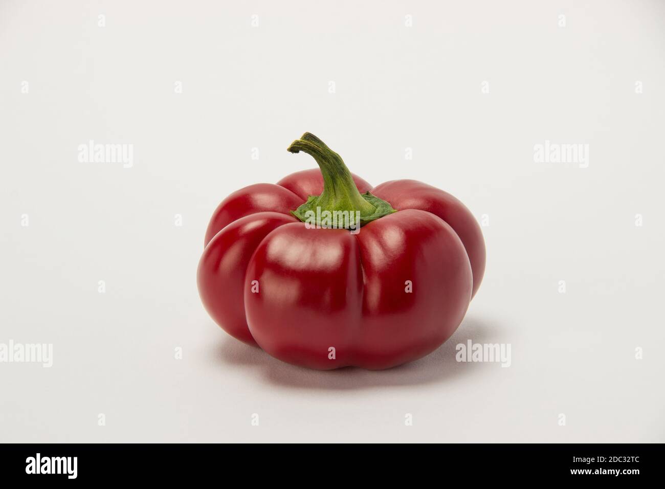 Dark red large pepper of unusual shape on a white background Stock ...