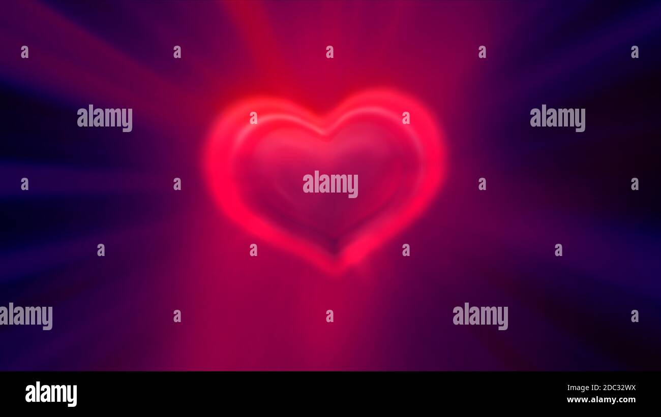 red heart neon glow ray light. illustration render Stock Photo - Alamy