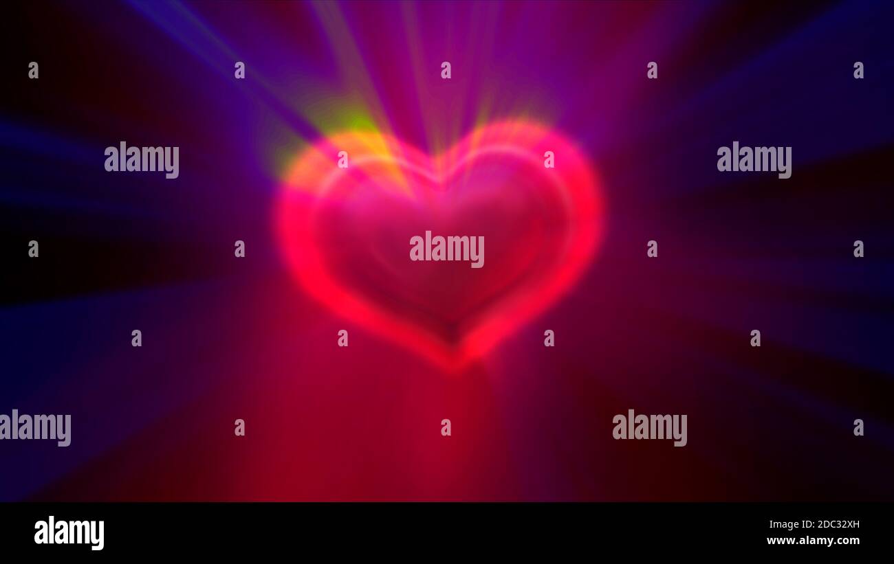 red heart neon glow ray light. illustration render Stock Photo - Alamy