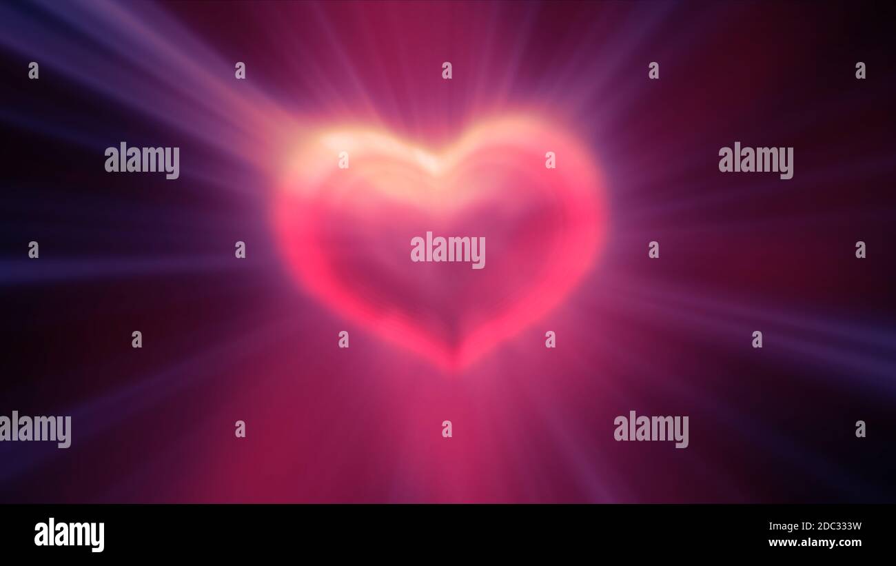 red heart neon glow ray light. illustration render Stock Photo - Alamy