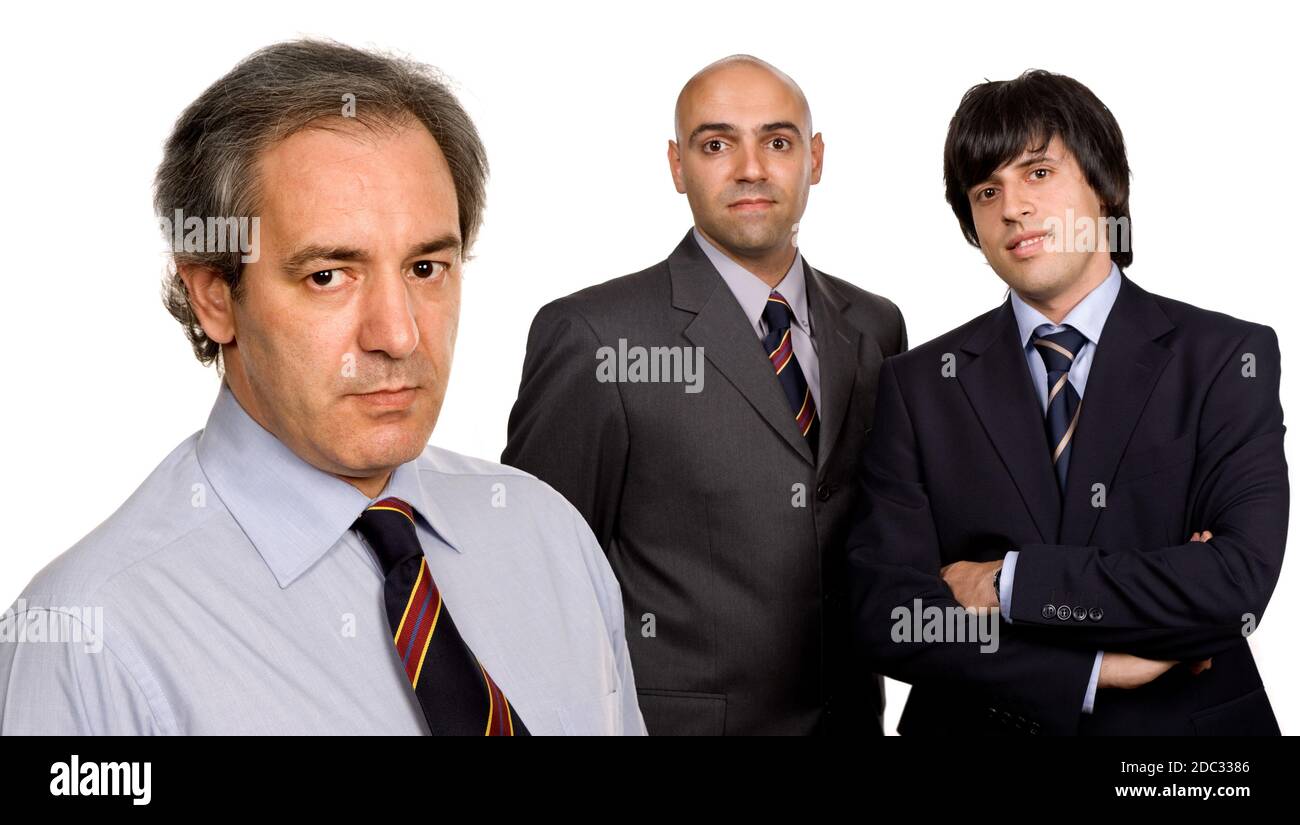 three business men isolated on white background Stock Photo - Alamy