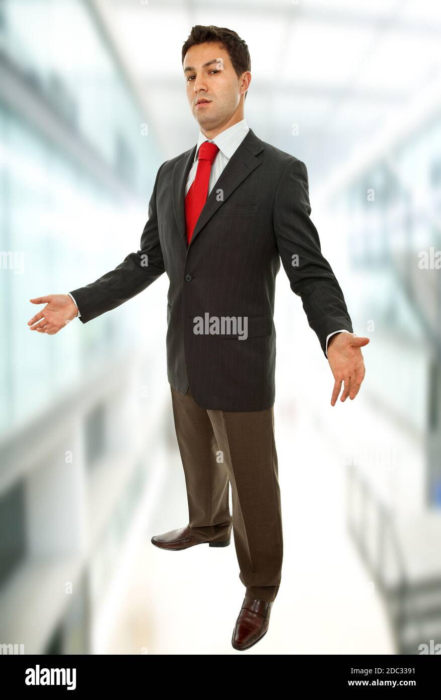 young business man full body waiting with open arms Stock Photo - Alamy