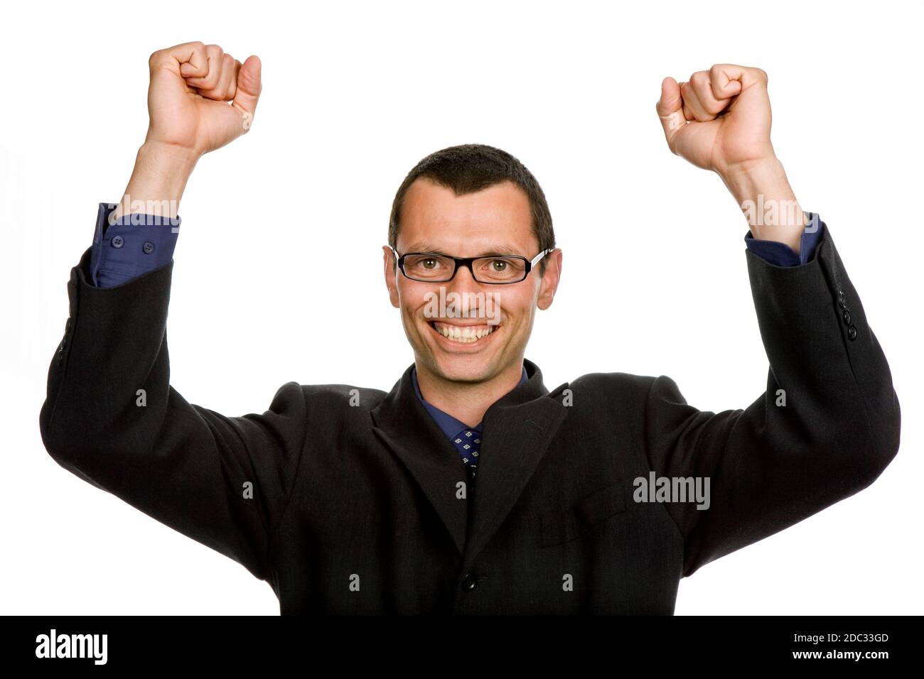 successful business man with open arms isolated on white Stock Photo ...