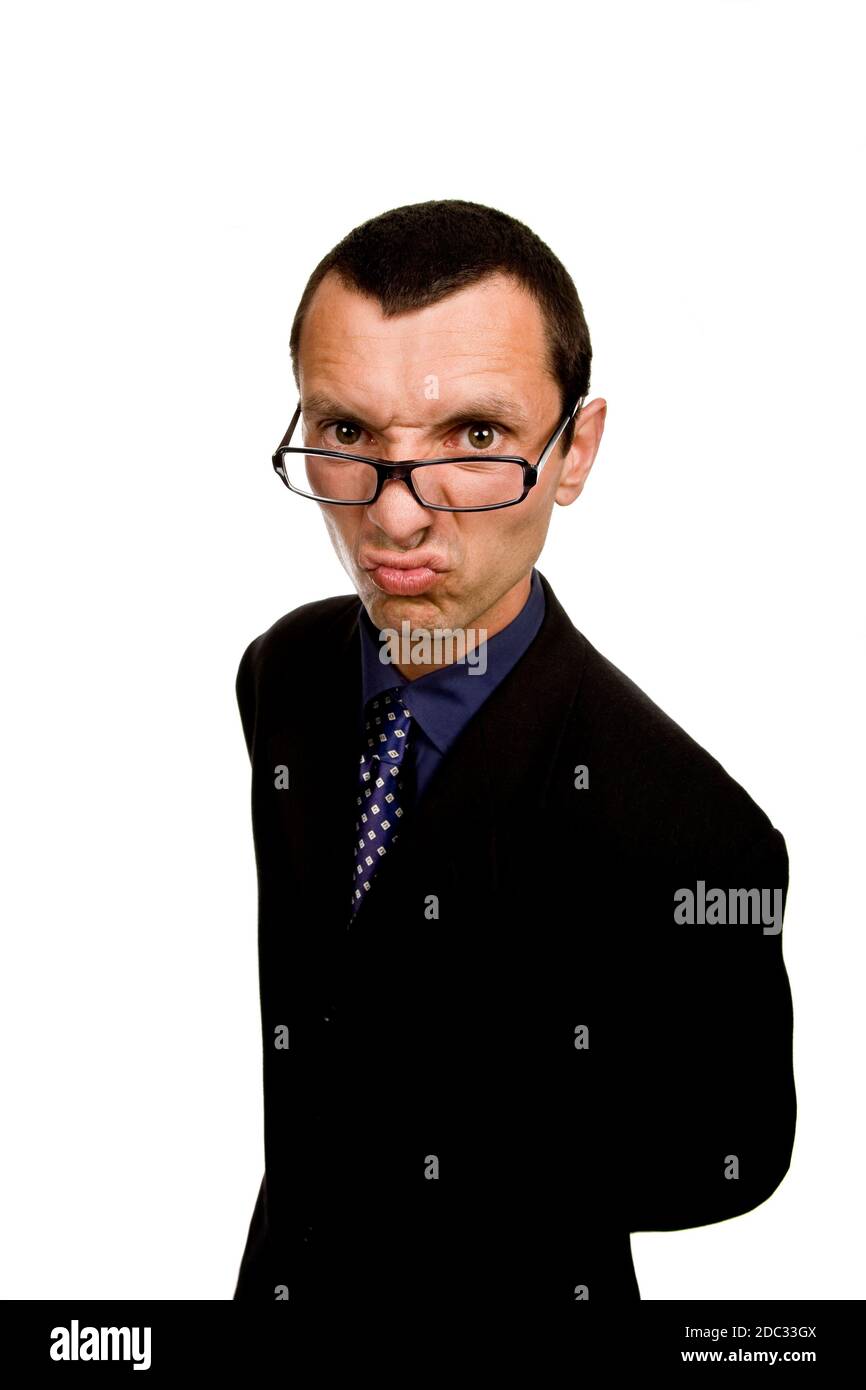 young distorted business man isolatedo on white Stock Photo - Alamy