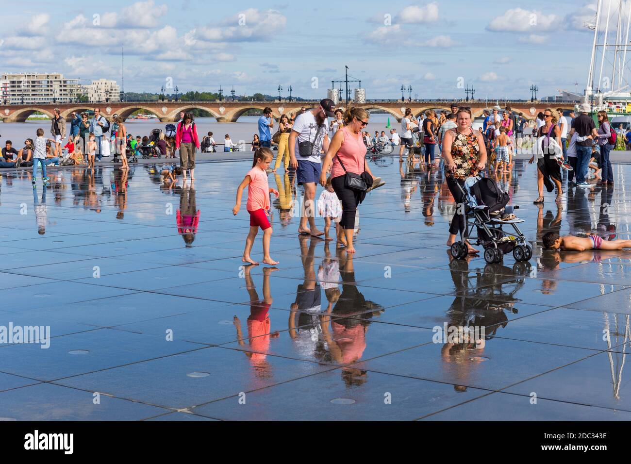 BORDEAUX, FRANCE - AUGUST 11: The Famous Bordeaux water mirror full of ...