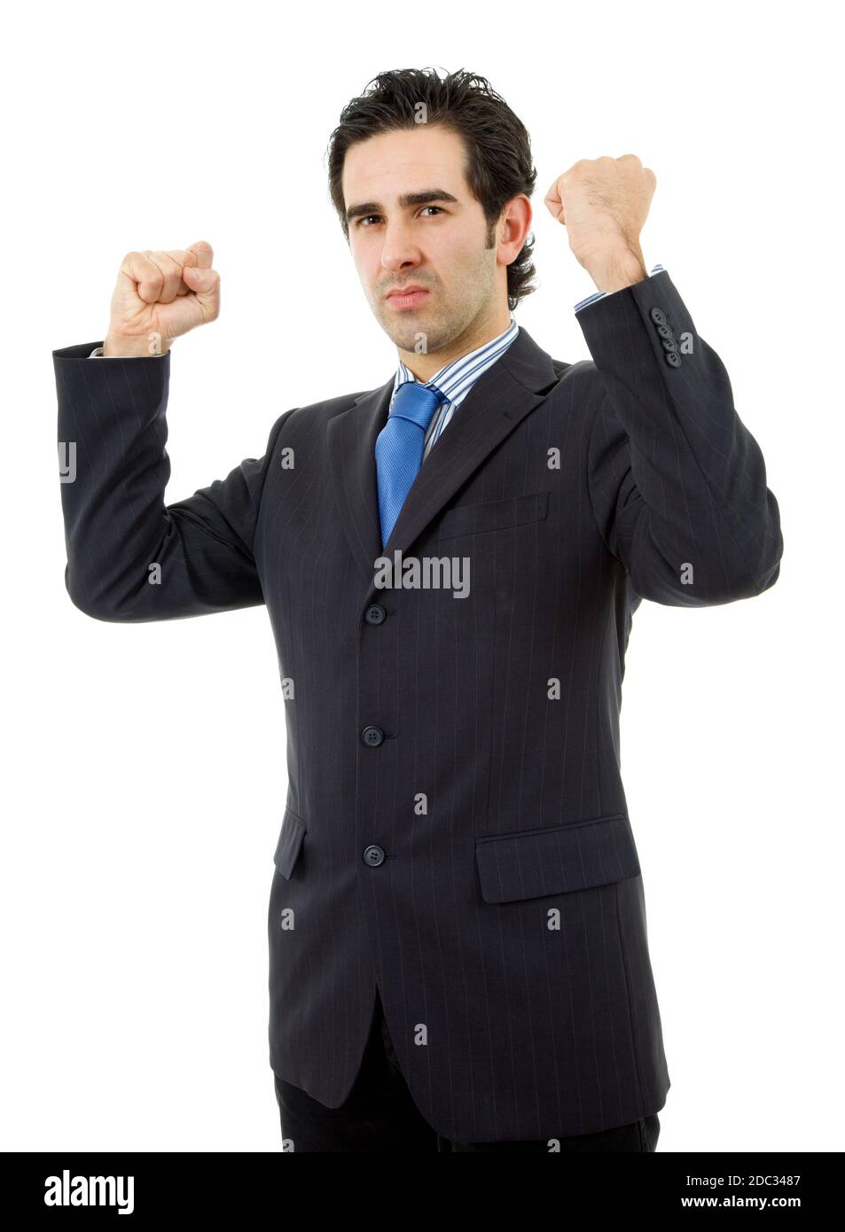 business man with open arms winning, isolated Stock Photo - Alamy