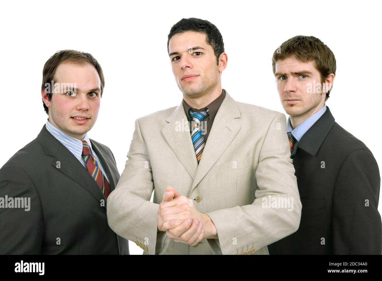 three business men isolated on white background Stock Photo - Alamy