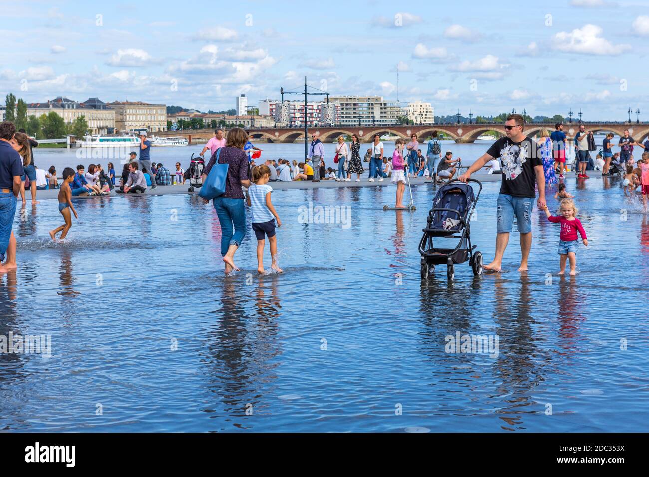 BORDEAUX, FRANCE - AUGUST 11: The Famous Bordeaux water mirror full of ...
