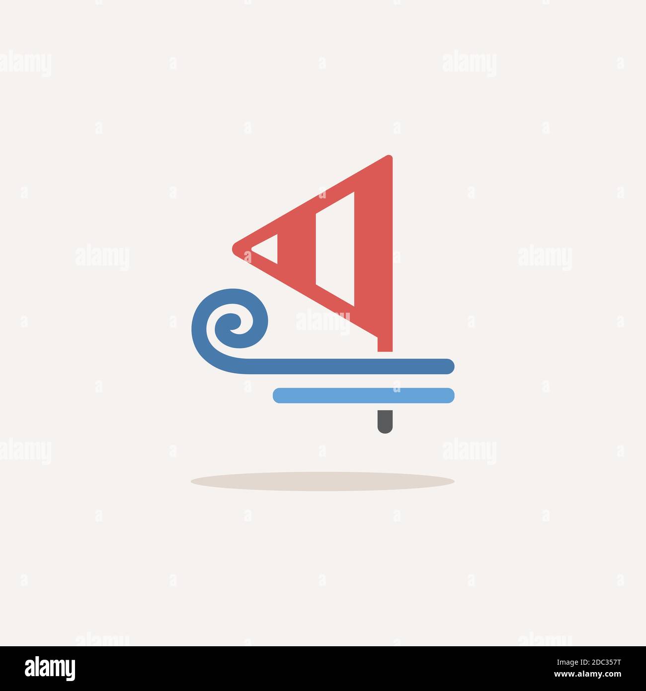 Wind direction and flag. Color icon with shadow. Weather glyph vector ...