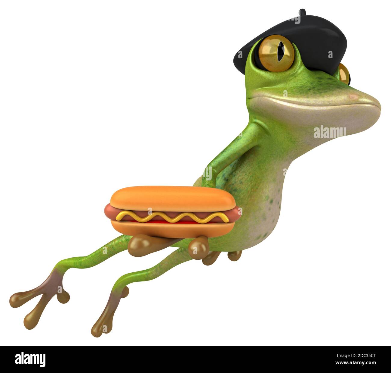 Fun french frog - 3D Illustration Stock Photo - Alamy
