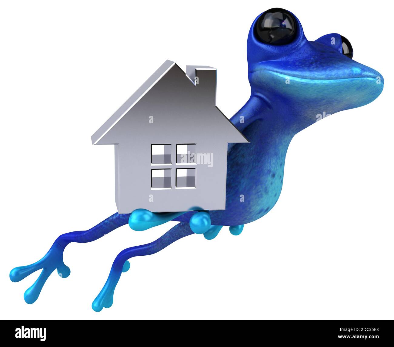 Fun blue frog - 3D Illustration Stock Photo - Alamy