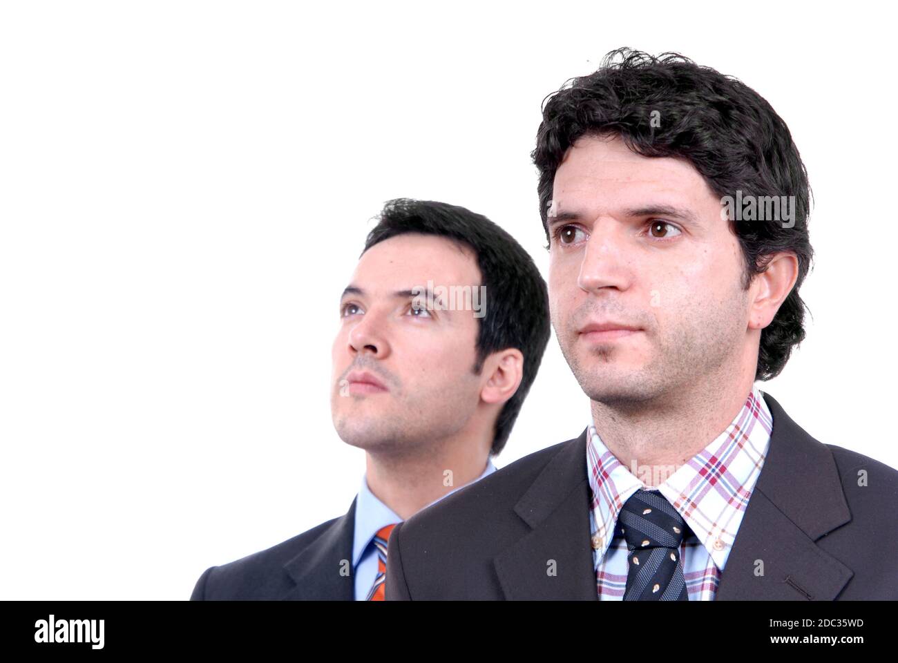 two young business men portrait on white. focus on the right man Stock ...