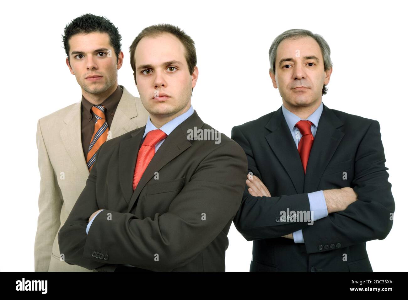 three business men isolated on white background Stock Photo - Alamy