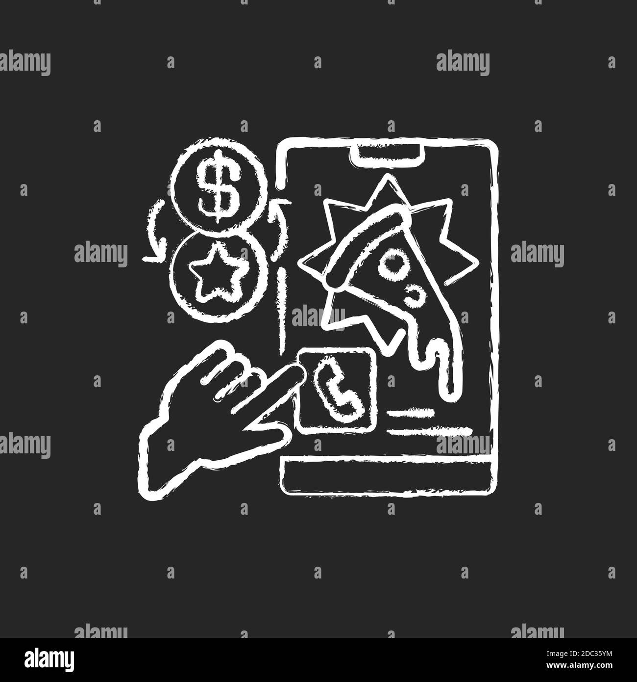 Rewards program chalk white icon on black background Stock Vector Image ...