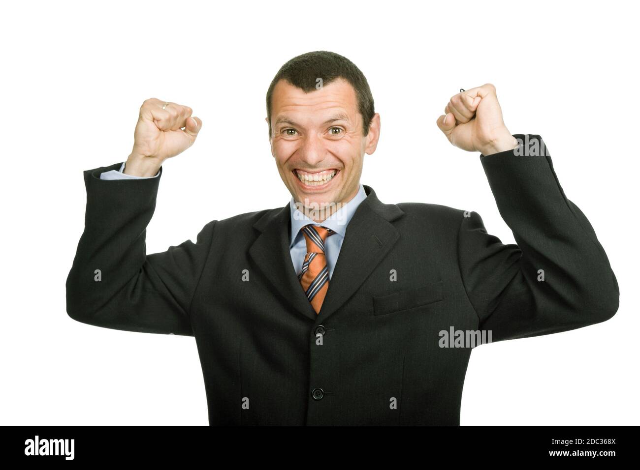 successful business man with open arms isolated on white Stock Photo ...