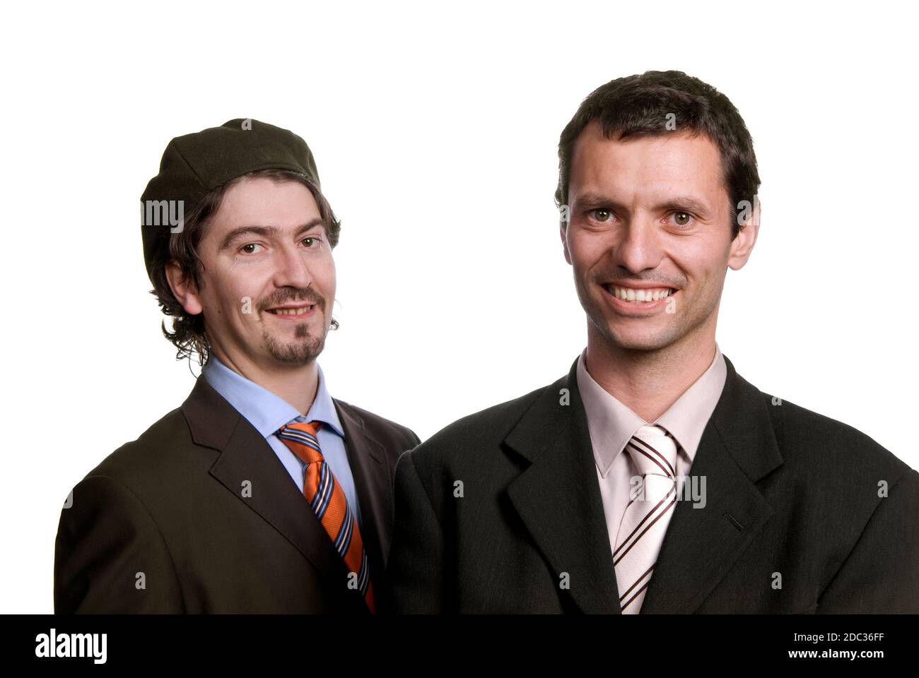 two young business men portrait on white Stock Photo - Alamy