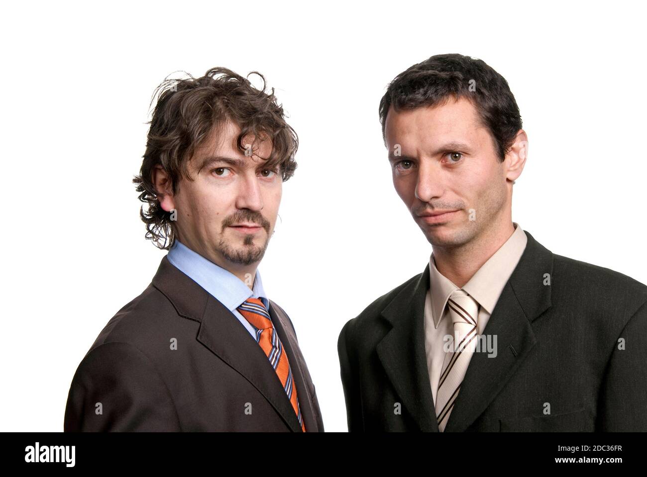 two young business men portrait on white Stock Photo - Alamy