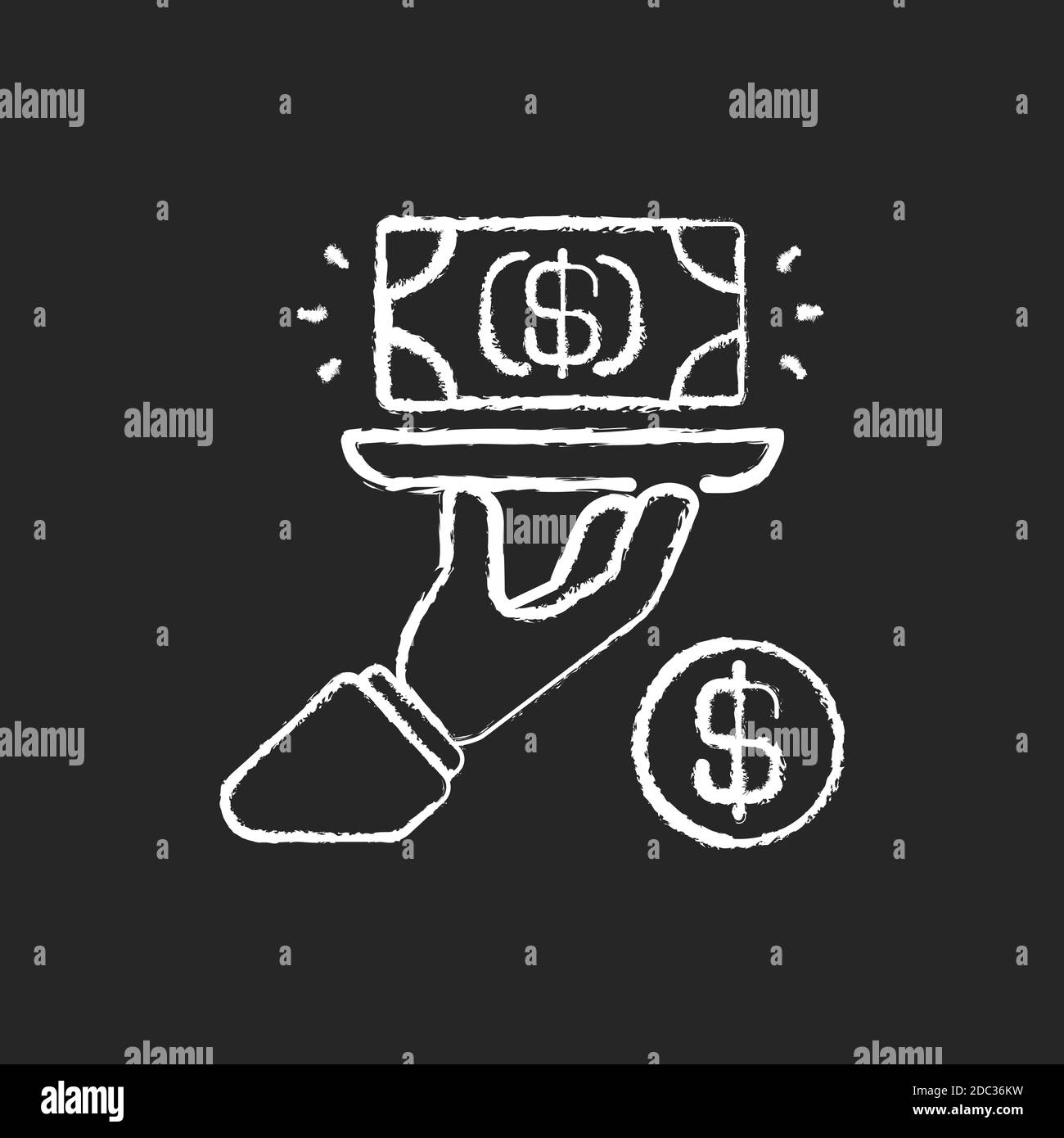 Service fee chalk white icon on black background Stock Vector Image ...