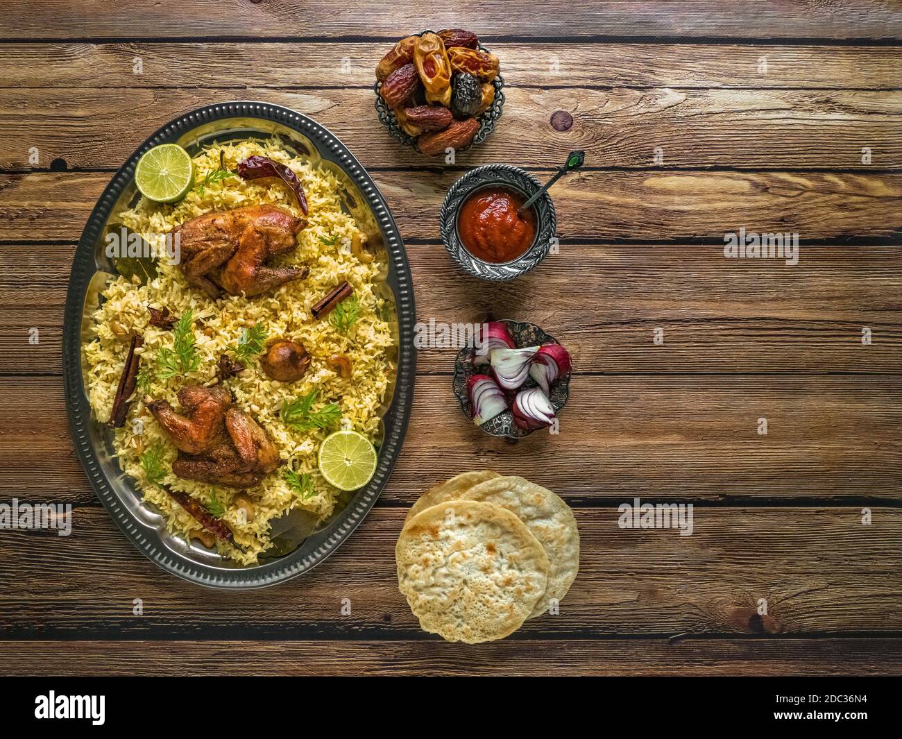 Arab- Mandi Rice. Yemenis style. Festive dish with baked chicken and ...