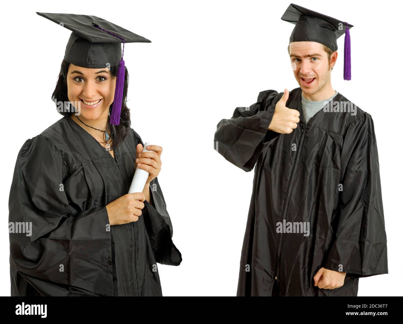 happy young couple on graduation day, isolated on white Stock Photo - Alamy