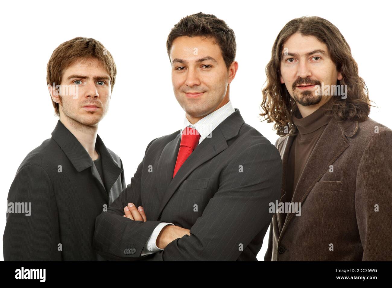 three business men isolated on white background Stock Photo - Alamy