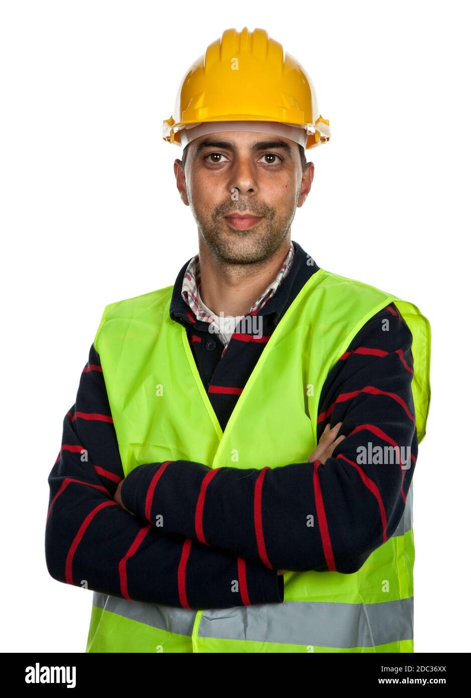 young worker portrait in a white background Stock Photo - Alamy
