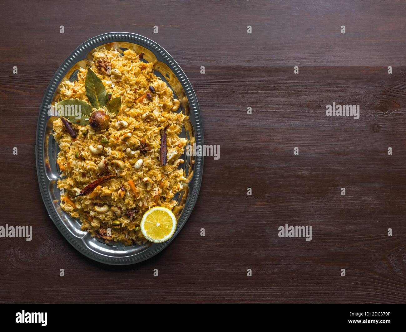 Traditional Indian vegetarian Biryani. Veg biryani recipe. Top view ...