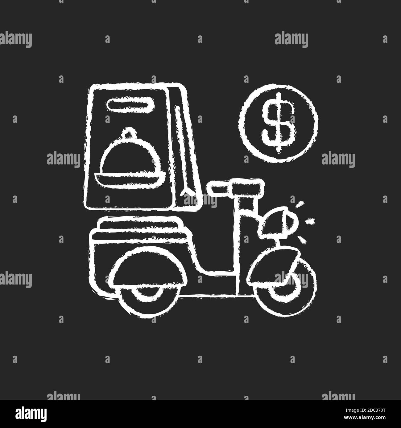 Delivery fee chalk white icon on black background Stock Vector Image ...