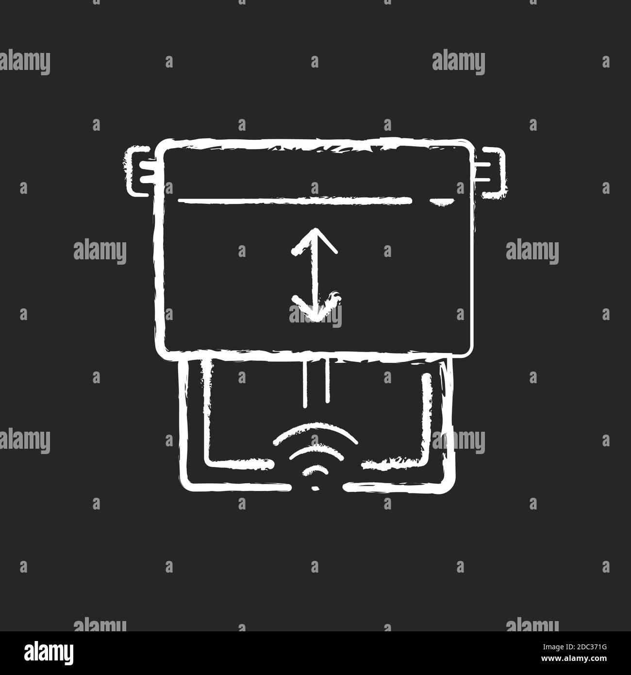 Window blinds sensor chalk white icon on black background Stock Vector ...