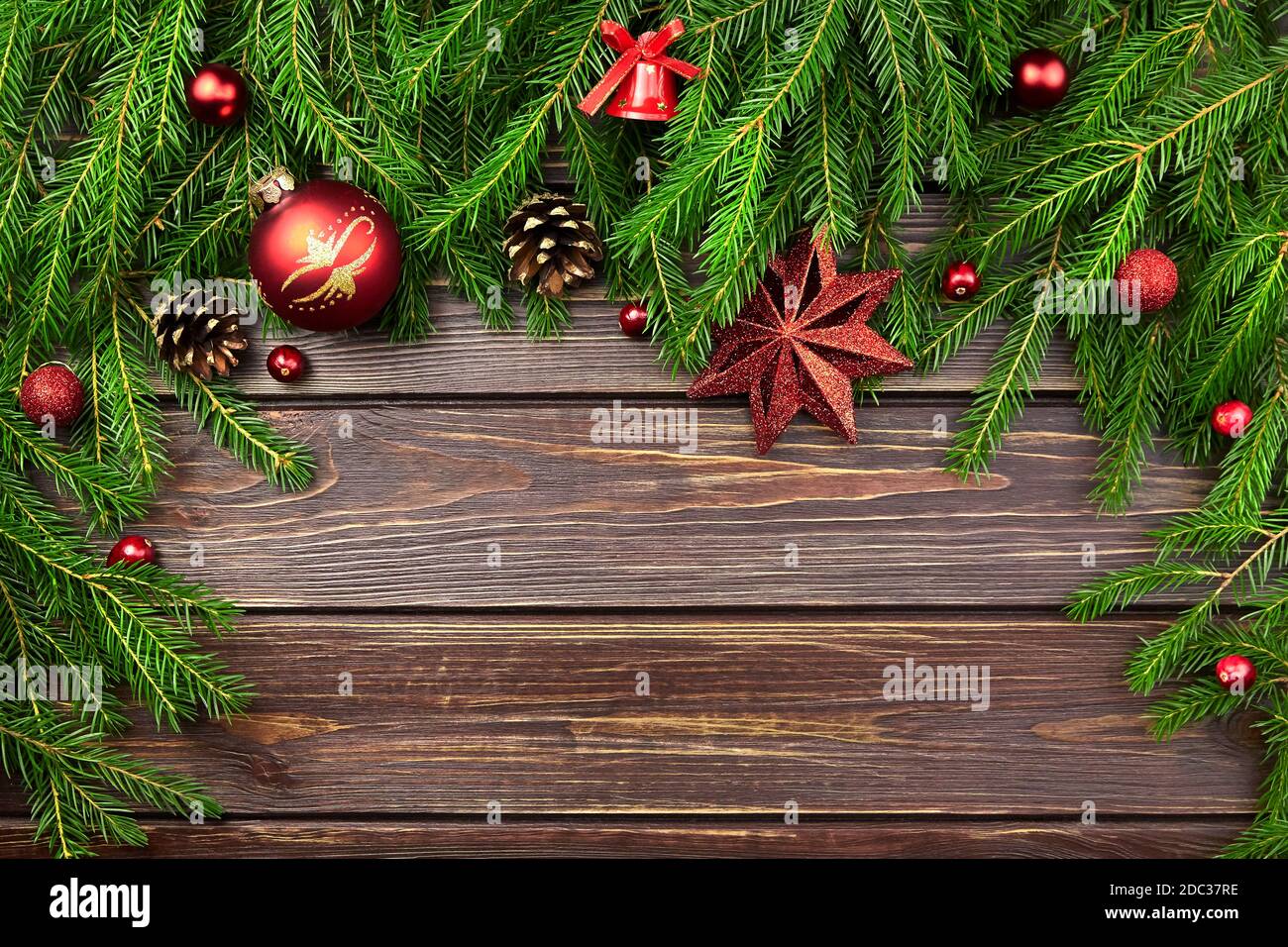 Winter holidays background with fir tree branches and christmas ...