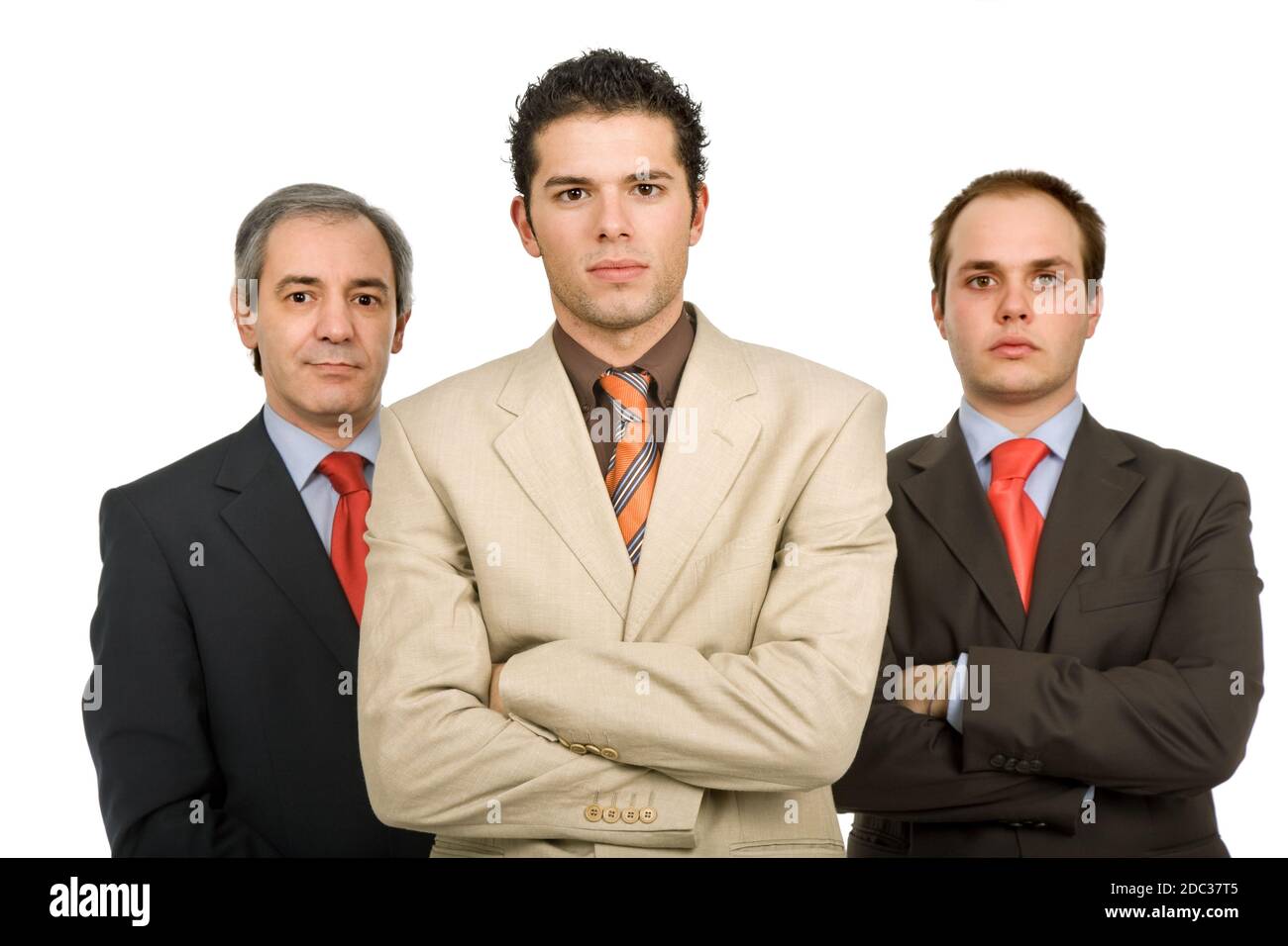 three business men isolated on white background Stock Photo - Alamy