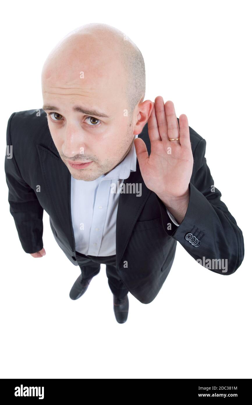happy young man looking up isolated on white Stock Photo - Alamy