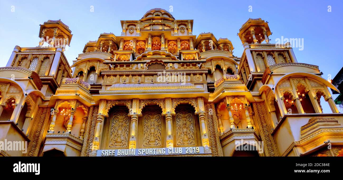 Picture of a beautiful durga puja pandal at Kolkata, Architecture Stock ...