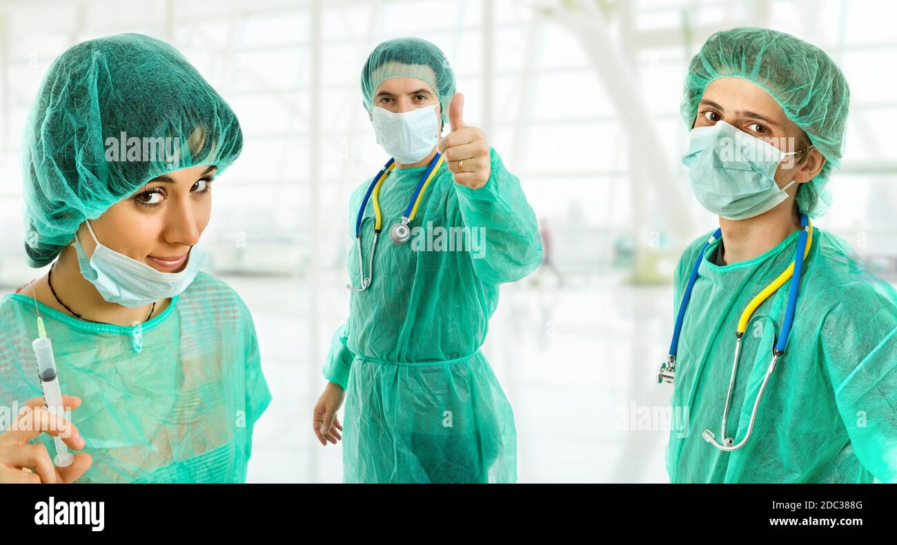 three young doctors at the hospital Stock Photo - Alamy
