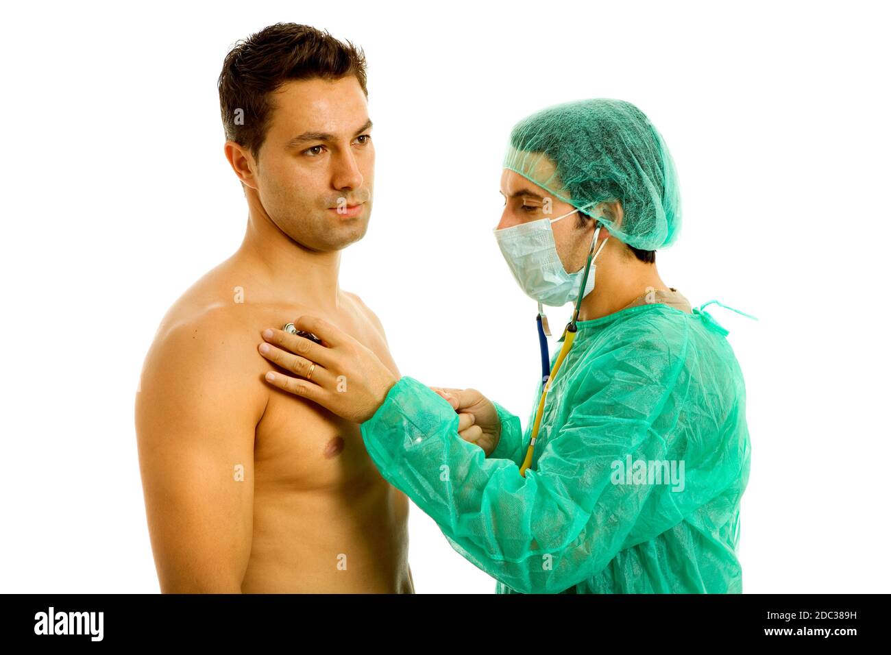 two young men in a medical exam, isolated on white Stock Photo - Alamy