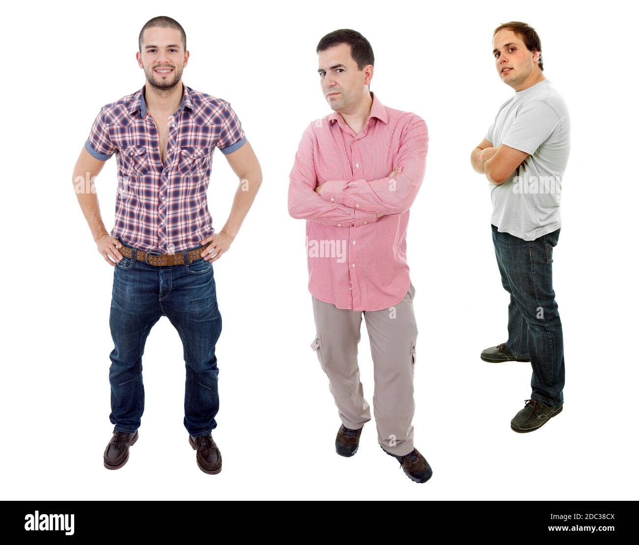 three young man full length, isolated on white Stock Photo - Alamy