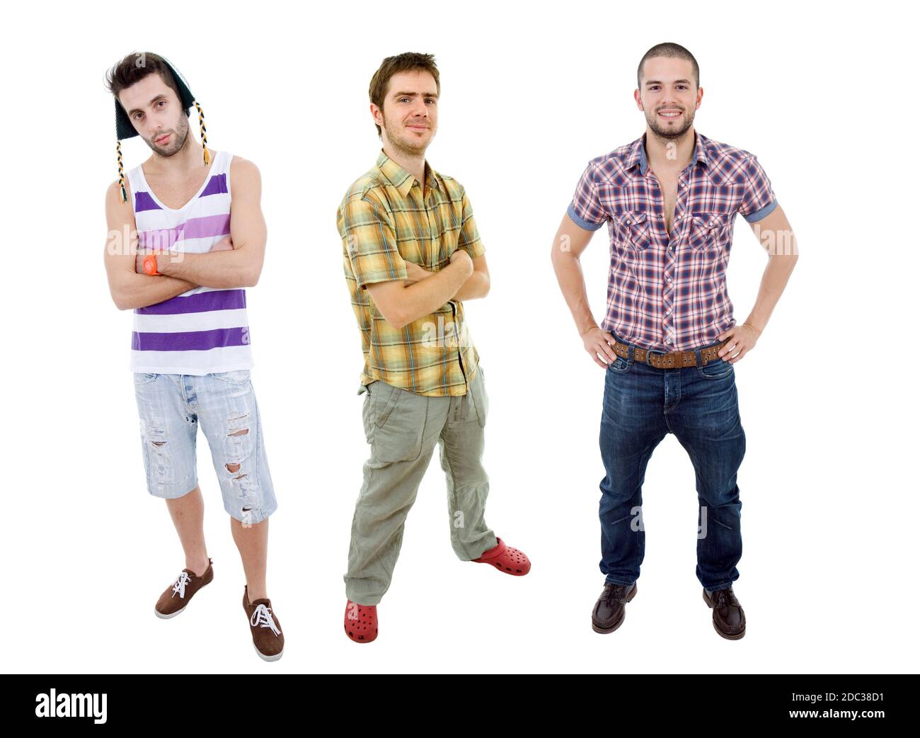 three young man full length, isolated on white Stock Photo - Alamy