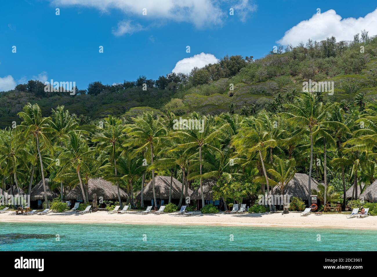 Bungalows unter Palmen, Marara Beach nahe Sofitel Hotel, Bora Bora ...